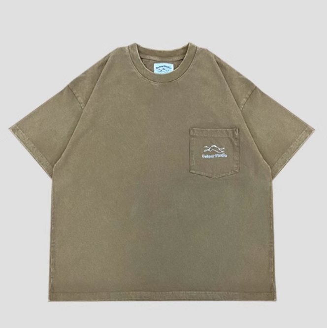 280G] Logo Pocket T-Shirt / Retro Wash T-Shirt N3989 – NNine