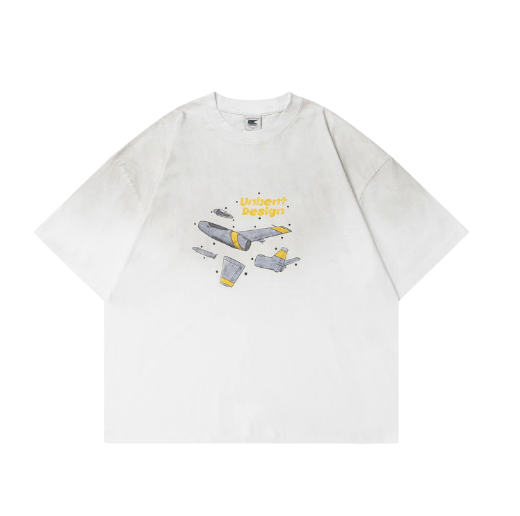 Flight Print T-shirt Heavyweight / Airplane Print T-shirt Short Sleeve